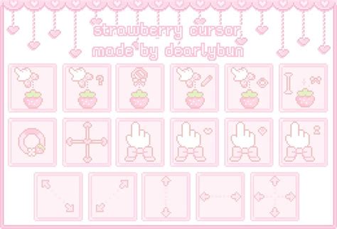 Strawberry Cursor ♡ ꒰ Ftu ꒱ In 2025 Kawaii App Cursor Icon Cute Cute Wallpapers