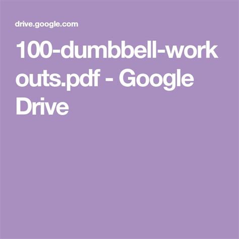 100 Dumbbell Workouts Pdf