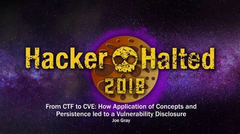 Hacker Halted 2018 From Ctf To Cve How Application Of Concepts And Persistence Led To A