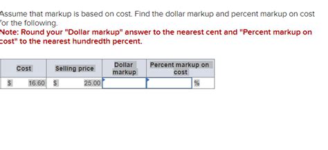 solved assume that markup is based on cost find the dollar