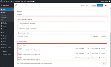 Translate Sites Built With Advanced Custom Fields Acf Wpml