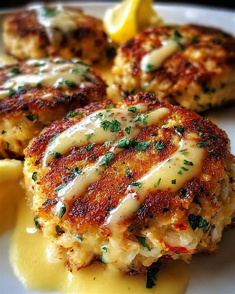 Cheddar Bay Crab Cakes With Lemon Butter Drizzle Irresistible Comfort