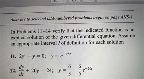 solved answers to selected odd numbered problems begin on