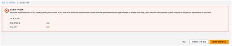 Ec2 생성 시 You Have Requested More Vcpu Capacity Than Your Current Vcpu Limit Of 0 Allows For The