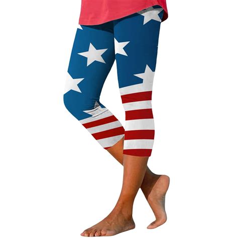 Heilau Indenpendence Day Capri Leggings For Women Plus Size American