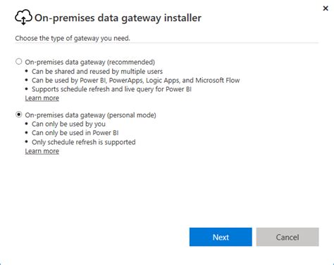 Use A Personal Gateway In Power Bi Power Bi Microsoft Learn