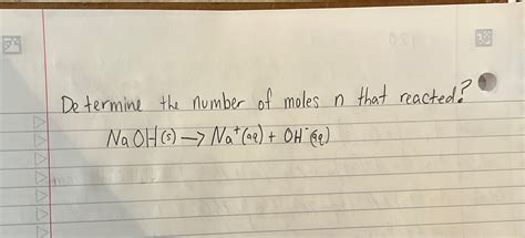 Determine The Number Of Moles N That Reacted In Each Chegg
