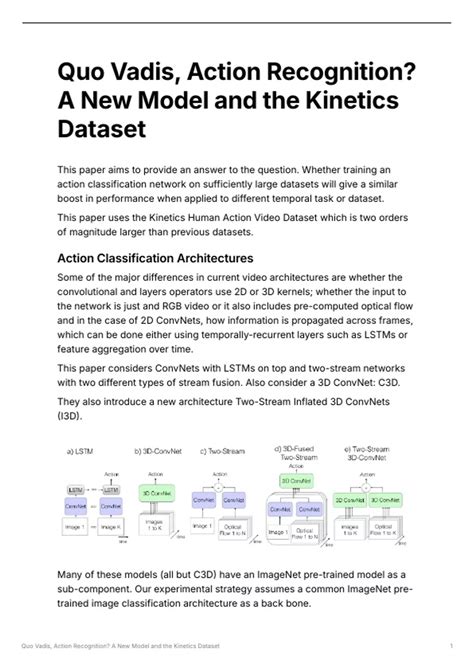 summary of paper quo vadis action recognition a new model and the