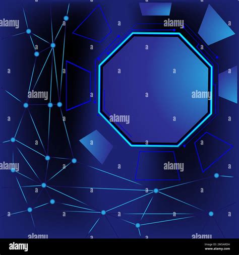Futuristic Design With Octagonal Space For Text Blue Background With Futuristic Design With Octagonal Space For Text Blue Background With