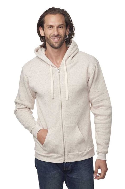 Usa Lightweight Tri Blend Hooded Fleece Full Zip Hooded Sweatshirt