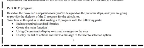 Solved Part D C Program Based On The Flowchart And Chegg