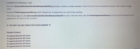 Solved Complete The Following C Code Function