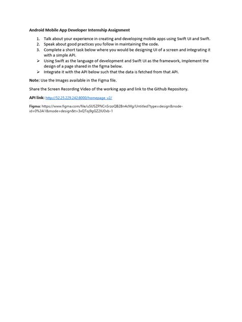 Mobile App Developer Internship Assignment Ios Pdf