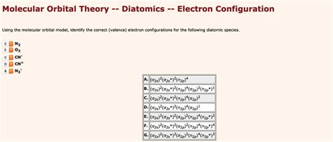 Solved Using The Molecular Orbital Model Identify The Correct Valence Electron