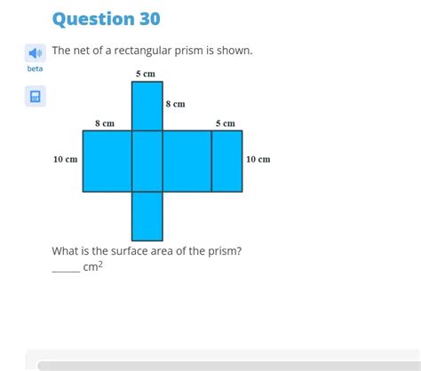 Question 30 The Net Of A Rectangular Prism Is Shown Image Of A Rectangular Prism Net With