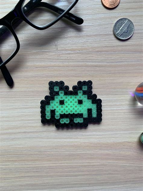 Glowing Space Invader Perler Sprite