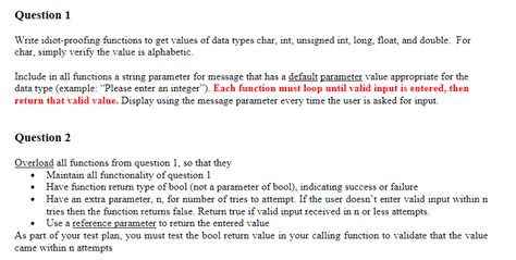 Solved Write Idiot Proofing Functions To Get Values Of Data