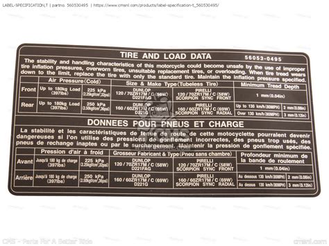 560530495 Label Specification T Kawasaki Buy The 56053 0495 At Cmsnl