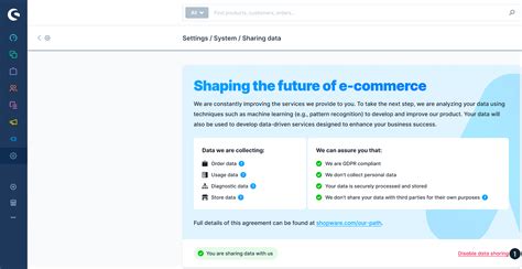 Shopware 6 Settings Sharing Data