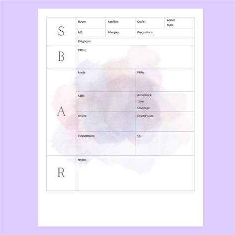 Sbar Nurse Report Sheet Etsy