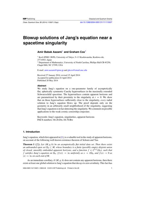 Blowup Solutions Of Jangs Equation Near A Spacetime Singularity
