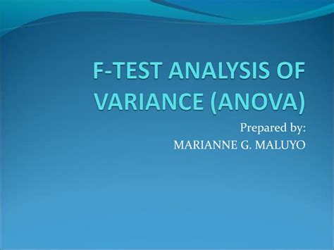 F Test Analysis Of Variance Anova Ppt