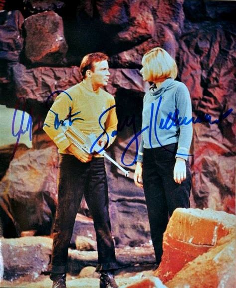 Star Trek Tos Cast Signed Photo X2 William Shatner And Sally Kellerman W