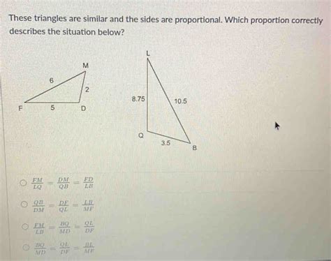 Solved These Triangles Are Similar And The Sides Are Proportional
