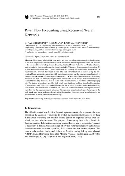 pdf river flow forecasting using recurrent neural networks