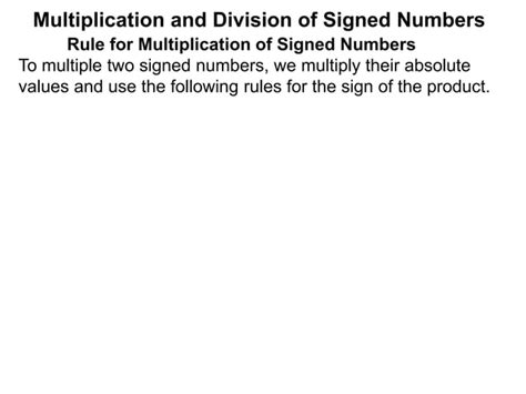 3 Multiplication And Division Of Signed Numbers 125s Ppt