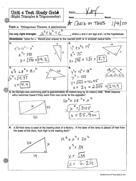 Geometry Trig Unit 6 Test Answer Key Pdf Geometry Elementary Mathematics