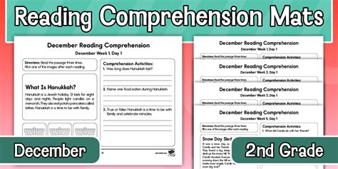 December Second Grade Daily Reading Comprehension Mats