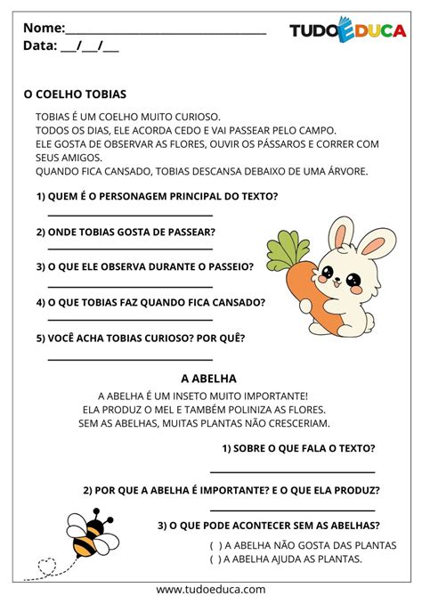 4 Atividades De Português Interpretação De Texto Para 2º Ano