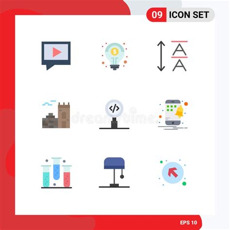 Flat Color Pack Of 9 Universal Symbols Of Mobile Programming Leading