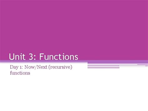 Unit 3 Functions Day 1 Nownext Recursive Functions