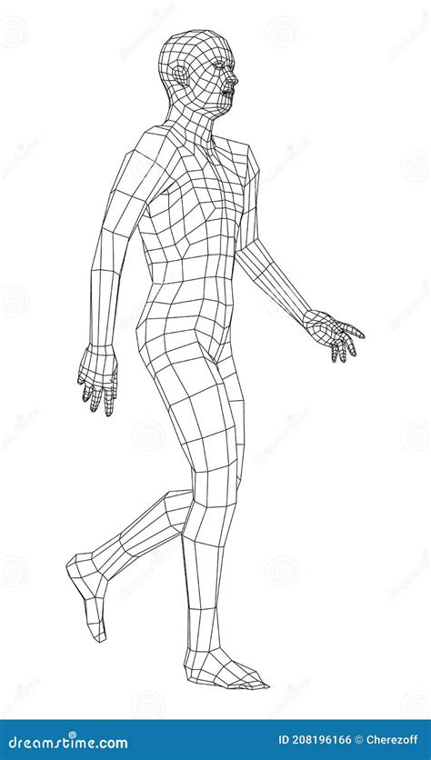 Wireframe Walking Man Vector Stock Vector Illustration Of Sprint Technology 208196166