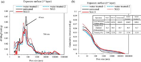 A Pore Size Distribution And B Cumulative Intrusion Volume Of