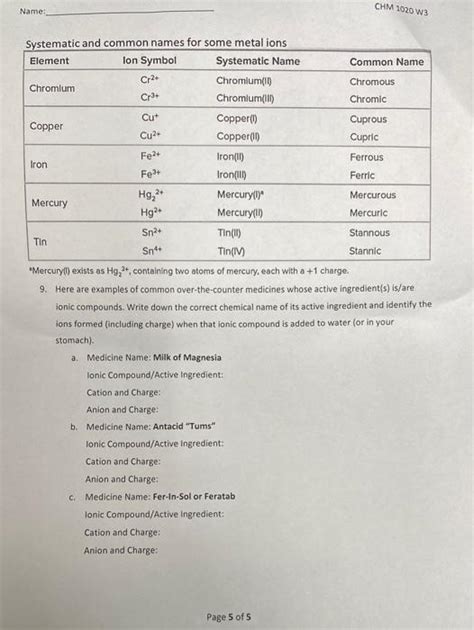 solved name chm 1020 w3 week 3 assignment 1 classify each