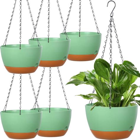 Mumufy 6 Pcs 8 Inch Hanging Planter For Indoor And Outdoor