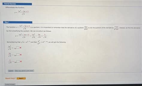 solved tutorial exercise differentiate the function step 1