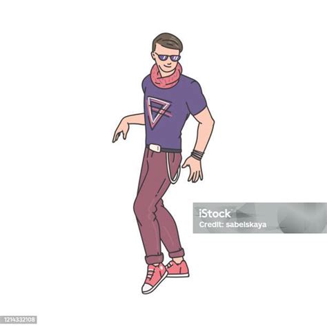 디스코 클럽 댄서 남자 만화 캐릭터 스케치 벡터 일러스트 레이션 격리 Performing Arts Event에 대한 스톡 벡터 아트 및 기타 이미지 Performing