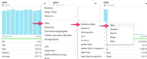 or select it in the filter dialog