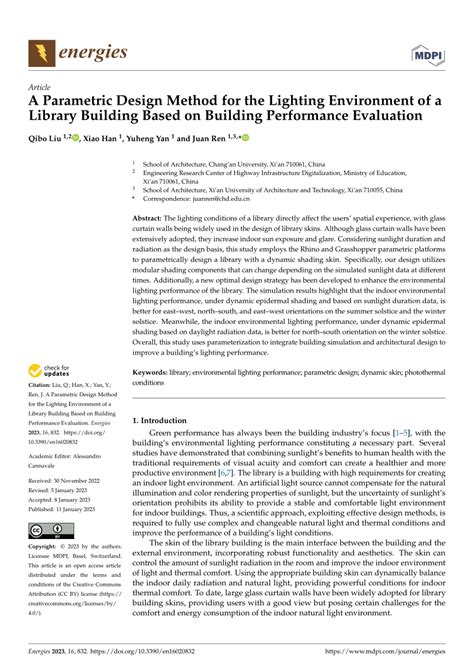 PDF A Parametric Design Method For The Lighting Environment Of A Library Building Based On