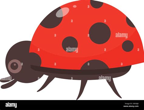 Cartoon Ladybug With A Shiny Red Shell And Black Spots Is Crawling Stock Vector Image And Art Alamy