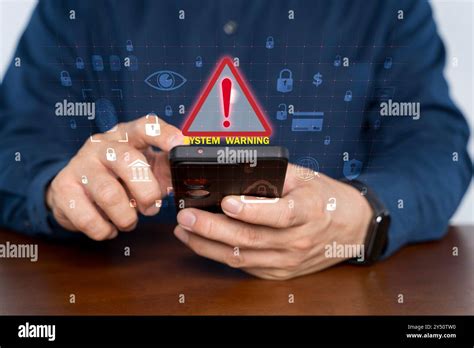 System Warning Alert Cyber Security Concept Digital Warning Sign With