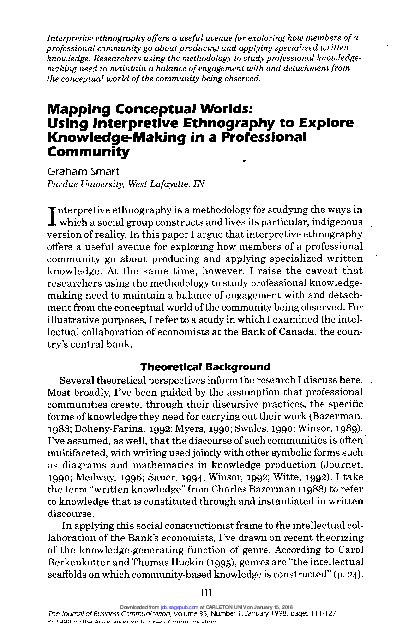 Pdf Mapping Conceptual Worlds Using Interpretive Ethnography To