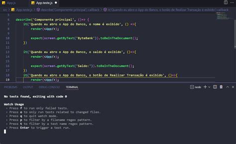 erro ao dar o npm test react automatizando os testes em aplicações