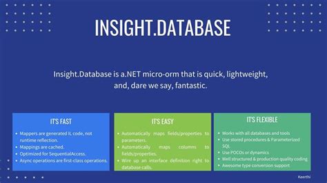 Insightdatabase Net Micro Orm Part 2 Executing And Carrying Out