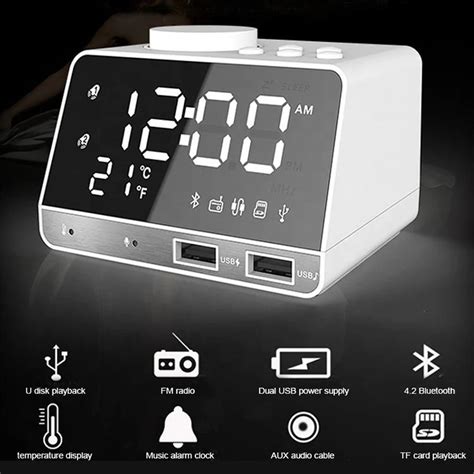 Hot Sale Digital Alarm Clock Power Bank Desktop Time Temperature Display Alarm Clock Power Bank
