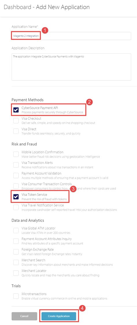 Cybersource How To Create A Cybersource Application In The Visa Developer Center Magento